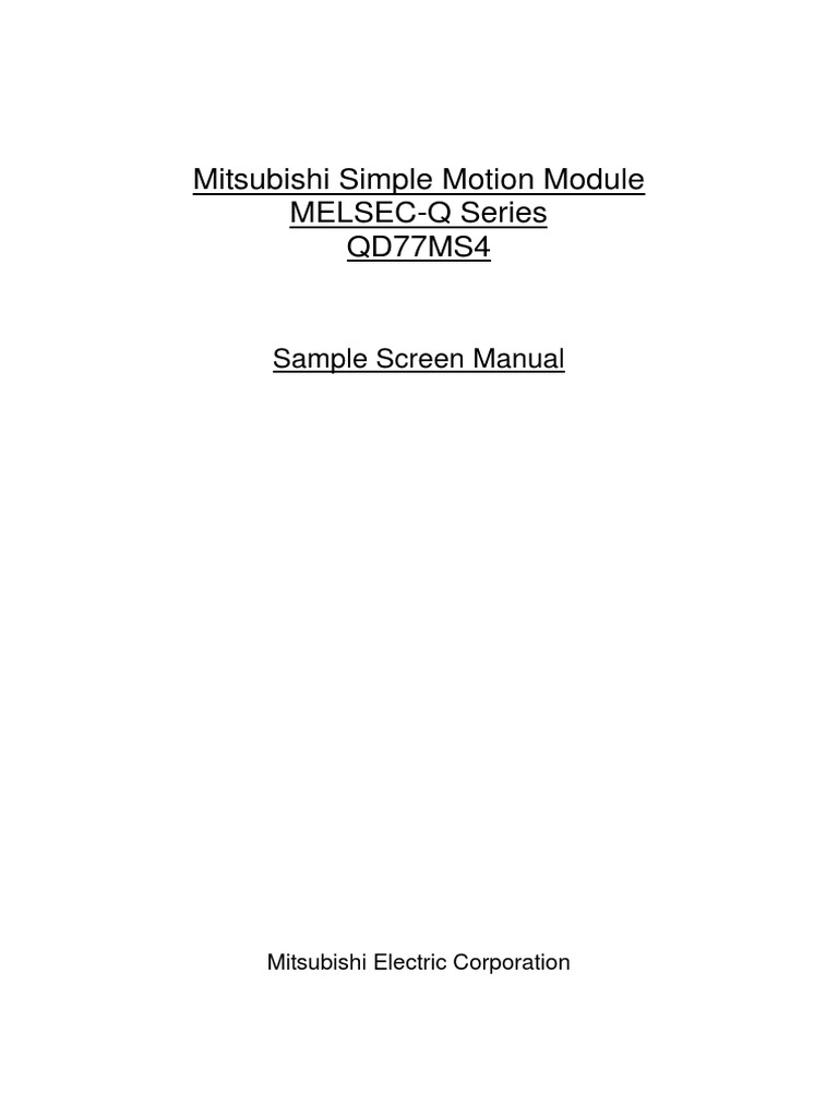 Mitsubishi Simple Motion Module MELSEC-Q Series QD77MS4: Sample Screen Manual | PDF | Input ...