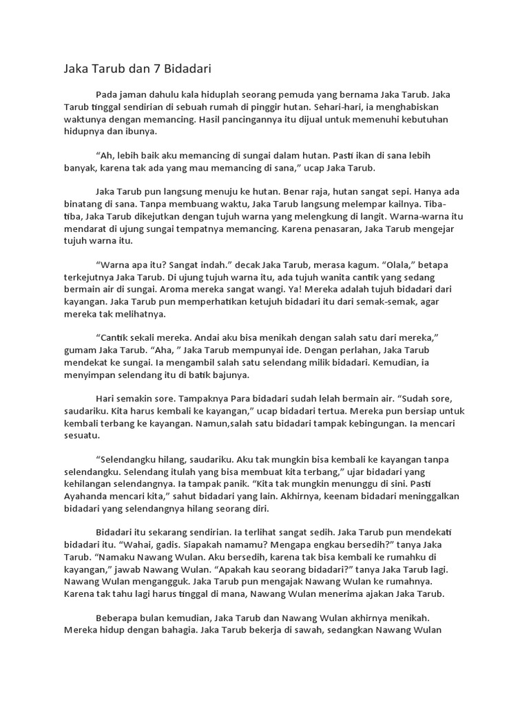 Jaka Tarub Dan 7 Bidadari | PDF