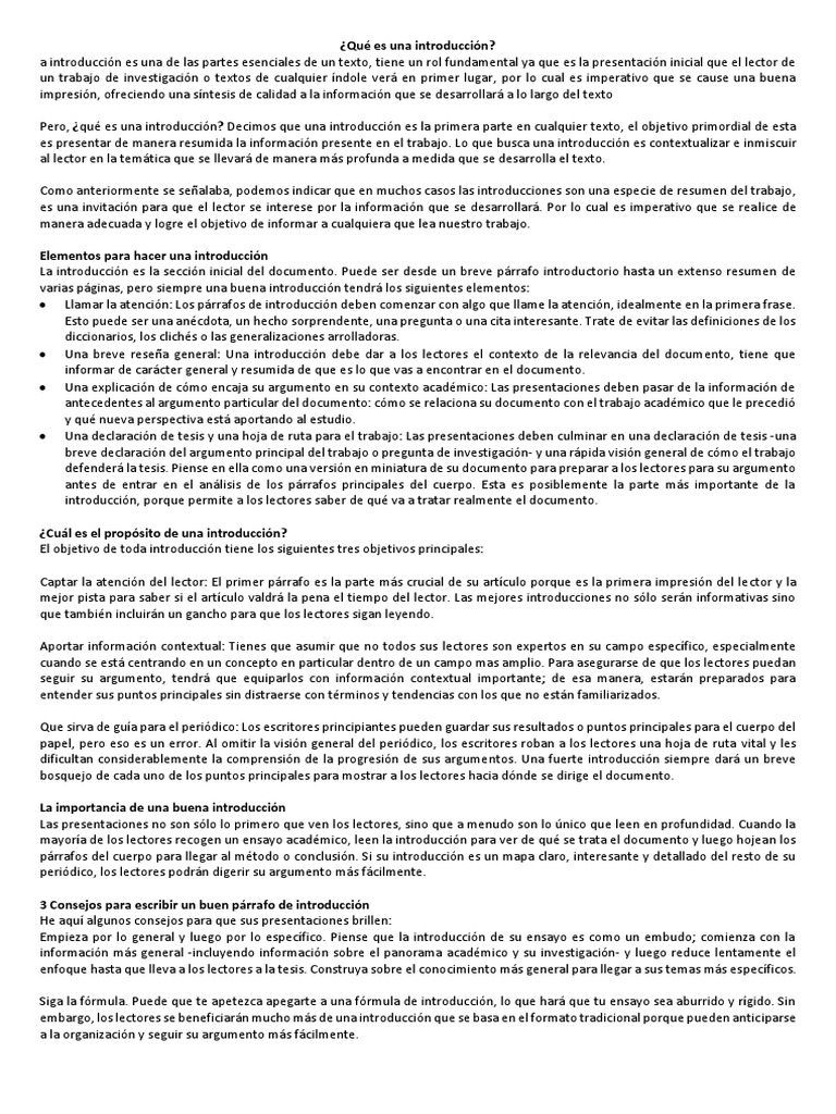 ¿Qué Es Una Introducción | PDF | Ensayos | Autor