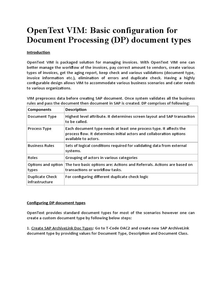 OpenText VIM: Configuring DP Document Types | PDF | Computer Science ...