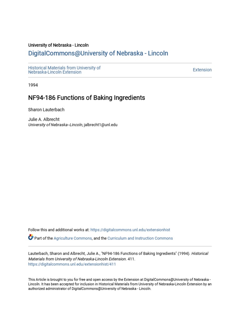 NF94-186 Functions of Baking Ingredients | PDF | Shortening | Flour