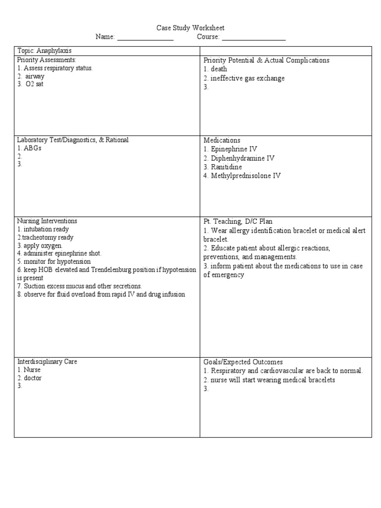 Anaphylaxis Case Study | PDF