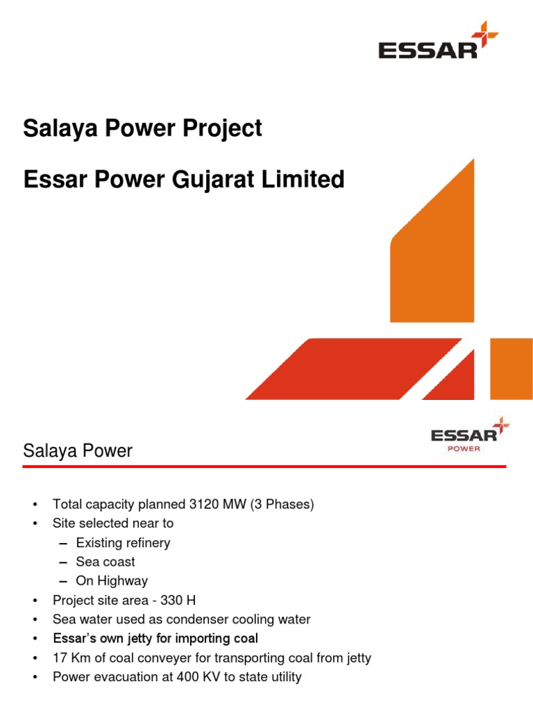 Essar Power Salaya Presentation 20101008 | PDF | Boiler | Chimney