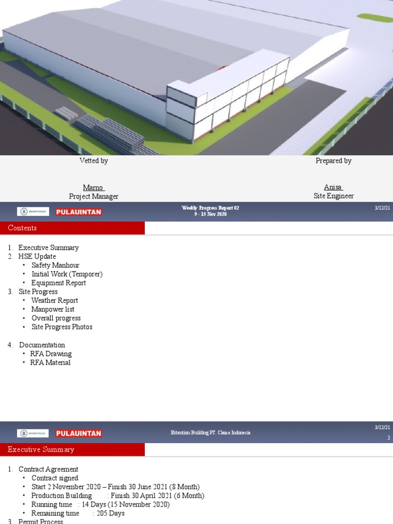 Weekly Progress Report: Clama Indonesia | PDF | Hydraulics | Hydraulic ...