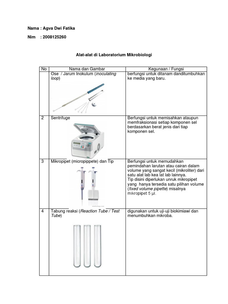 Alat-alat dan Media Laboratorium Mikrobiologi | PDF