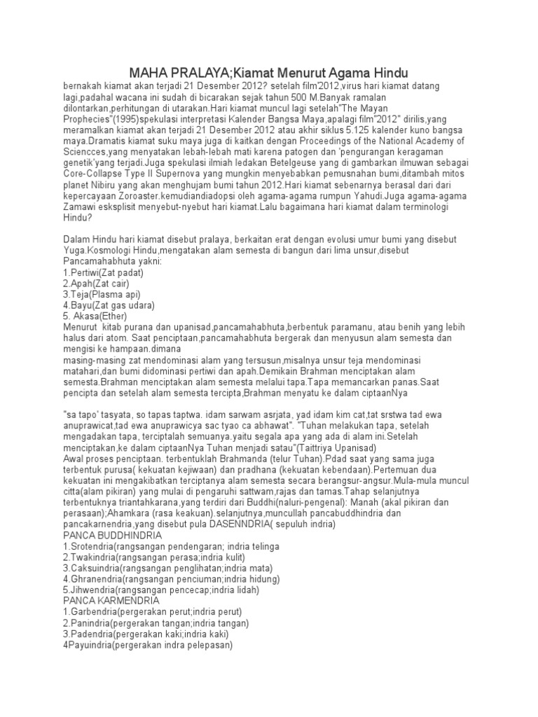 MAHA PRALAYA MENURUT HINDU | PDF
