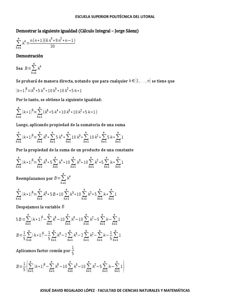 Demostración del símbolo sumatorio | PDF | Enseñanza de matemática ...