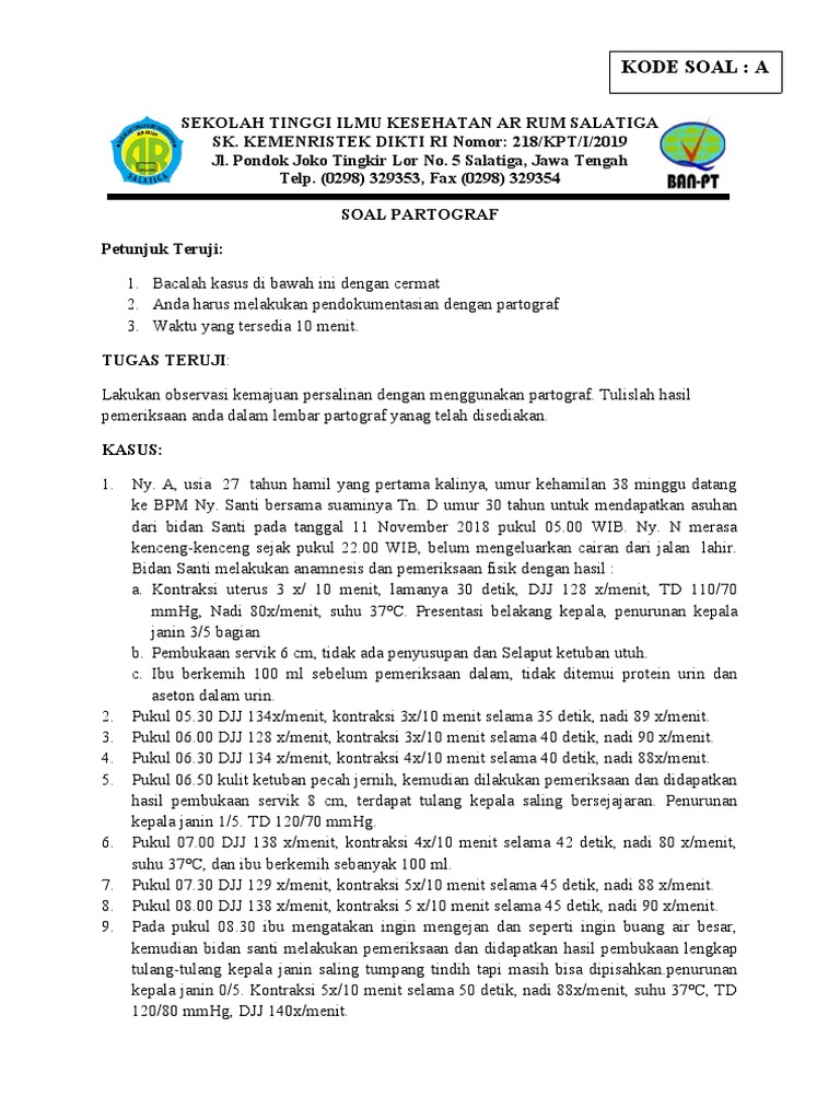 Latihan Soal Partograf | PDF | Kesehatan Holistik