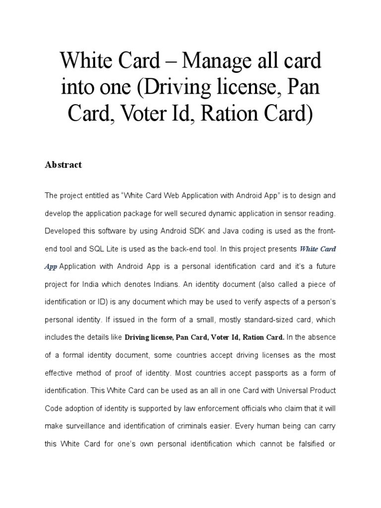White Card Management Systems. | PDF | Identity Document | Authentication
