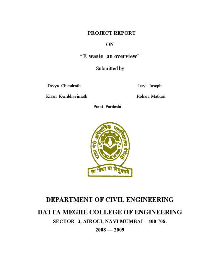 "E-Waste-An Overview": Department of Civil Engineering Datta Meghe ...