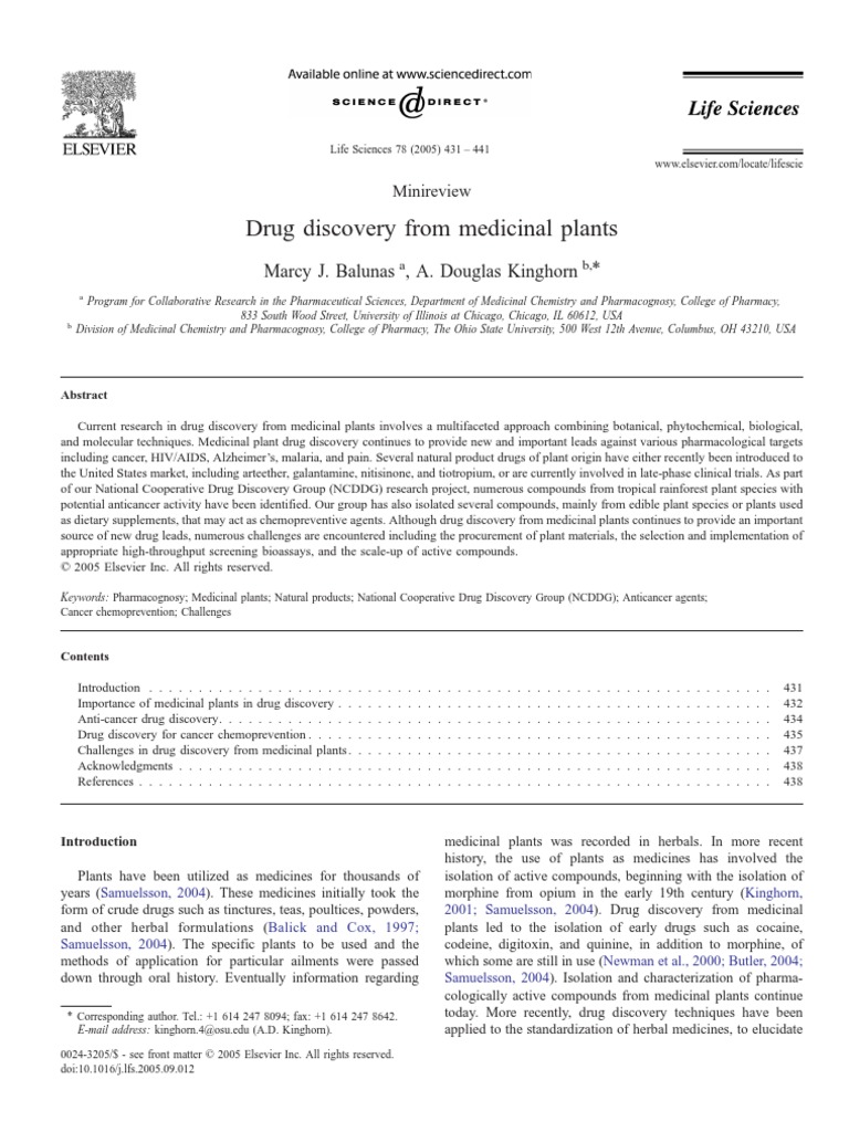 Drug Discovery From Medicinal Plants | PDF | Drug Discovery | Pharmacognosy