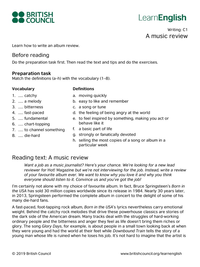 Before Reading: A Music Review | PDF | Entertainment (General)