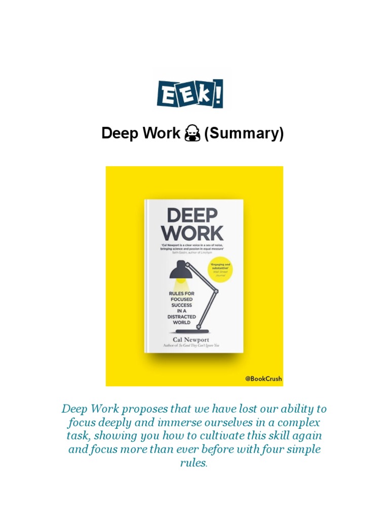 Cultivating Deep Focus: A Summary of the Key Ideas from Cal Newport's ...