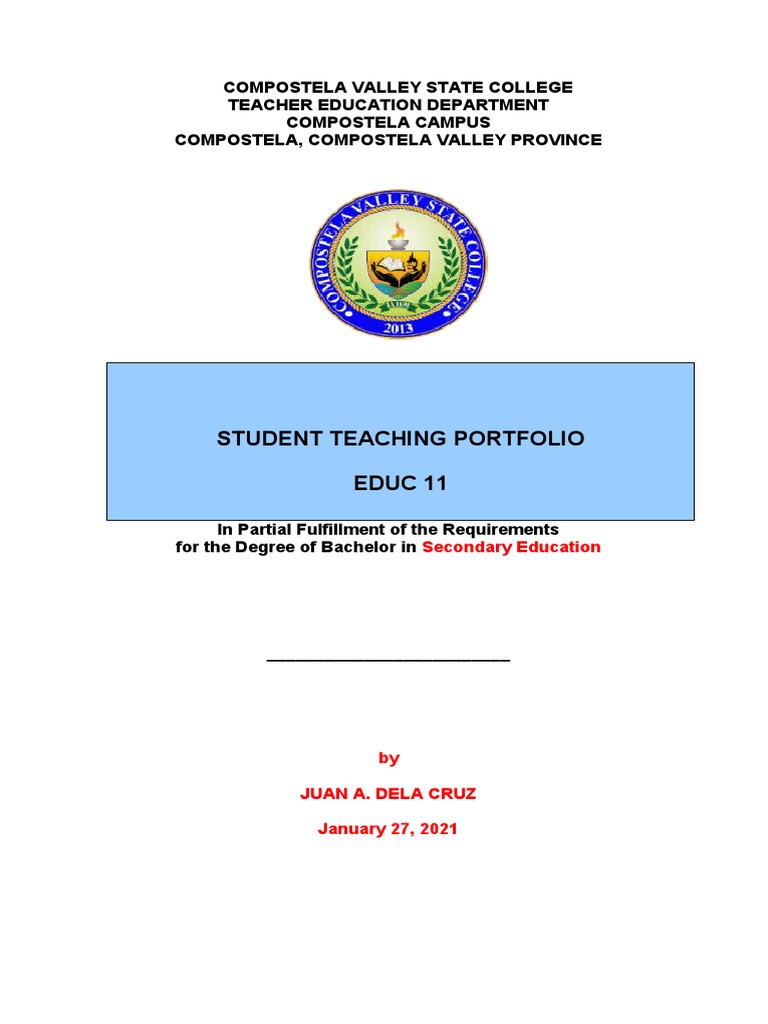 Student Teaching Portfolio Overview | PDF | Educational Assessment ...