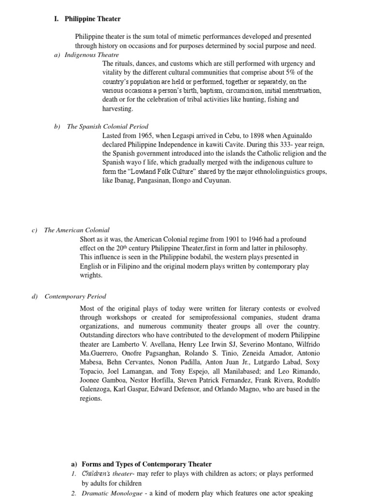 History of Philippine Theater | PDF | Philippines