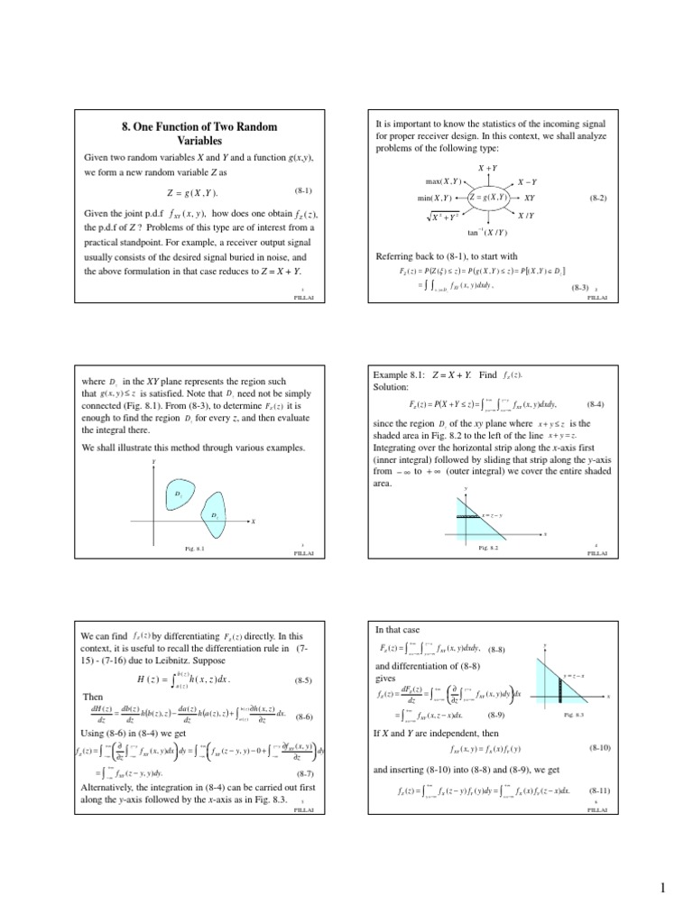 One Function of Two Random Variables: Y X G Z X F F | PDF | Random ...