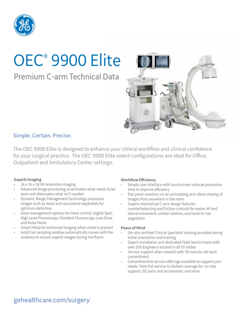 GE OEC 9900-Elite Spec | PDF | Computer Monitor | Imaging