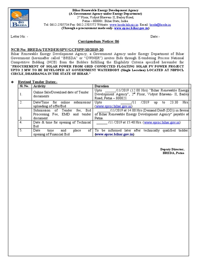 Corrigendum Notice 06 | PDF | Sustainable Technologies | Alternative Energy