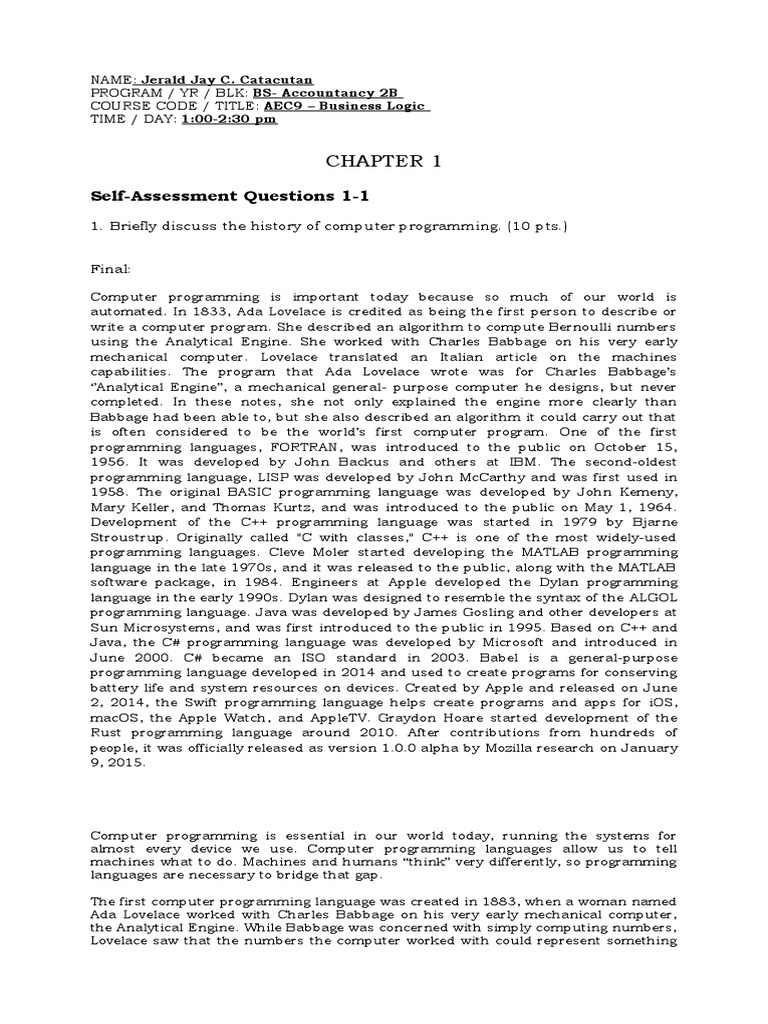 Self Assessment Questions 1 1 1 Briefly Discuss The History Of