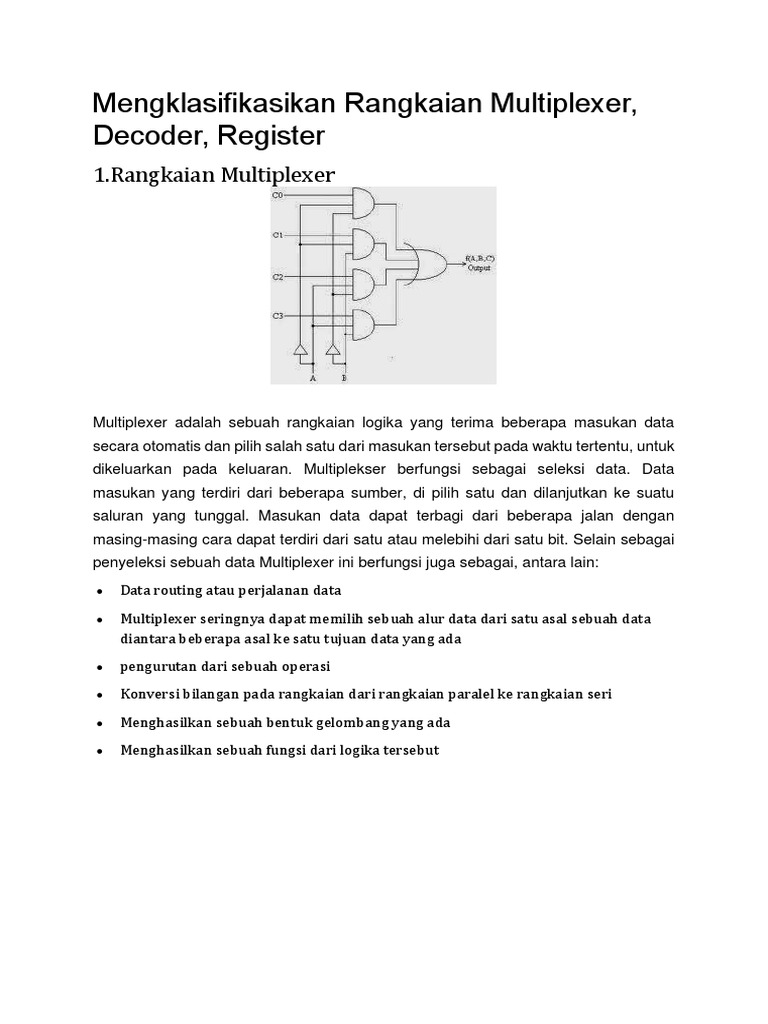 KD 3.4 Mengklasifikasikan Rangkaian Multiplexer, Decoder, Register | PDF