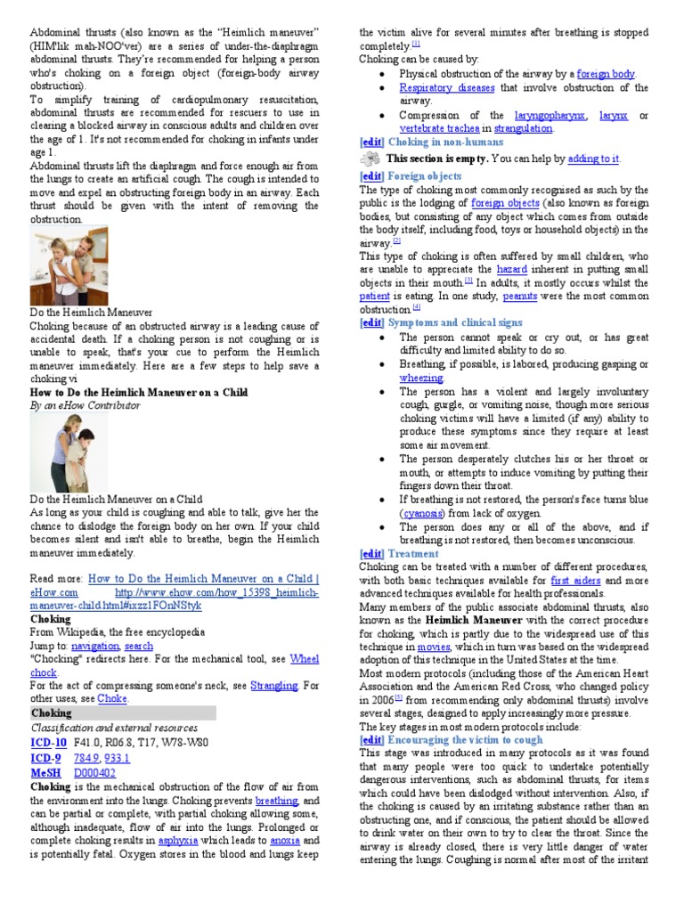 Abdominal Thrusts | PDF | Clinical Medicine | Survival Skills