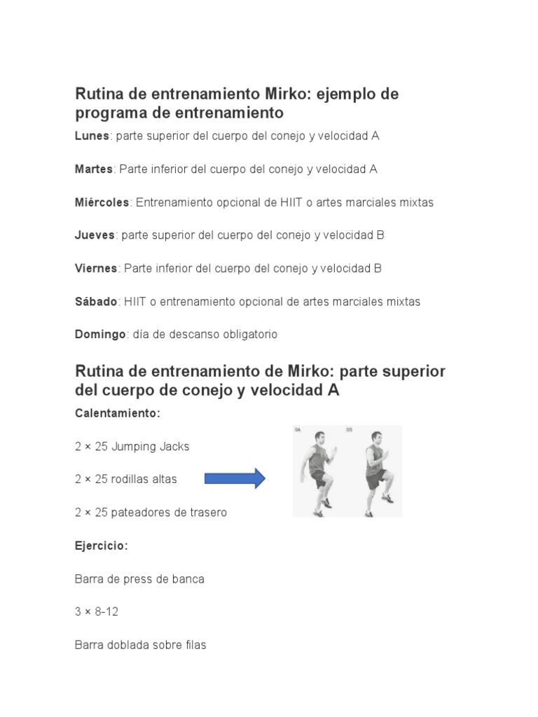 Rutina de Entrenamiento Mirko | PDF | Entrenamiento con pesas ...