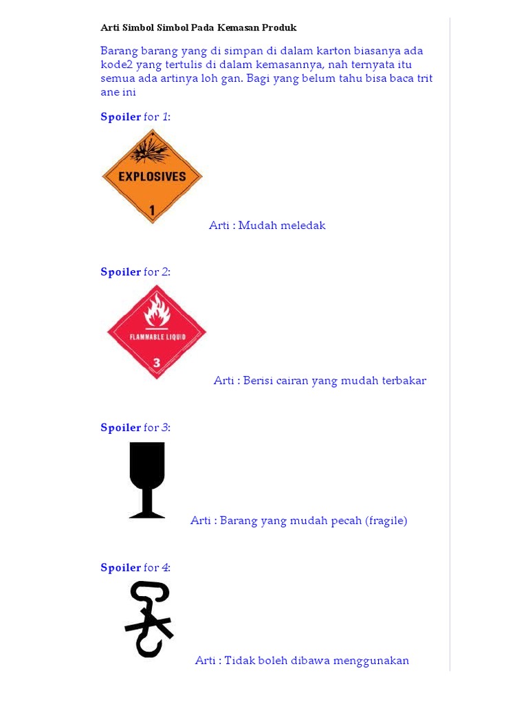 Arti Simbol Simbol Pada Kemasan Produk | PDF | Griya & Taman ...