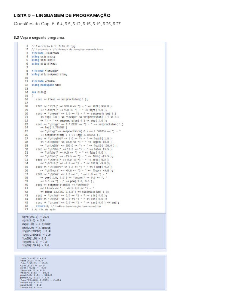 Questões sobre funções, conversão de temperaturas e programação ...