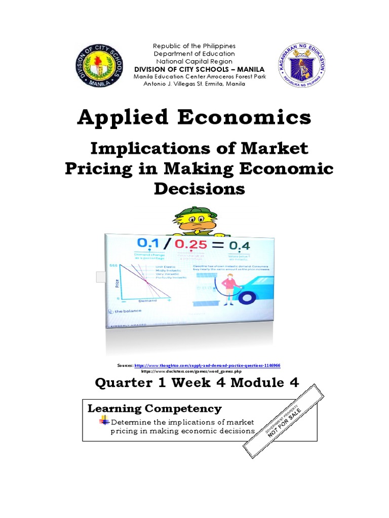 ABM-APPLIED ECONOMICS 12 - Q1 - W4 - Mod4 | PDF | Demand | Price ...