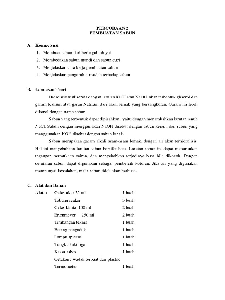 Pembuatan dan Uji Sabun | PDF