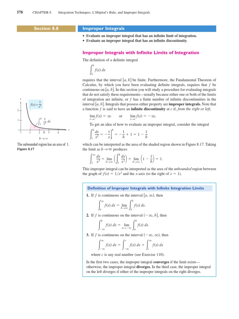 Improper Integrals Chapter 8 | PDF | Integral | Functions And Mappings