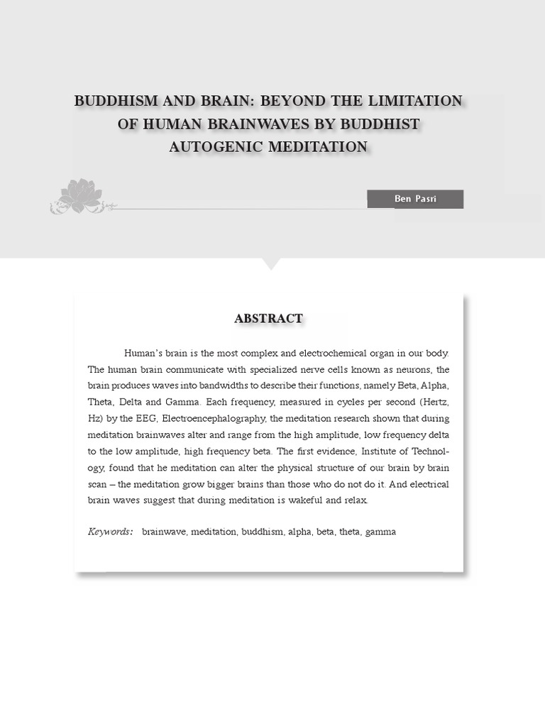 Brain Waves in Buddhist Meditation | PDF | Electroencephalography ...