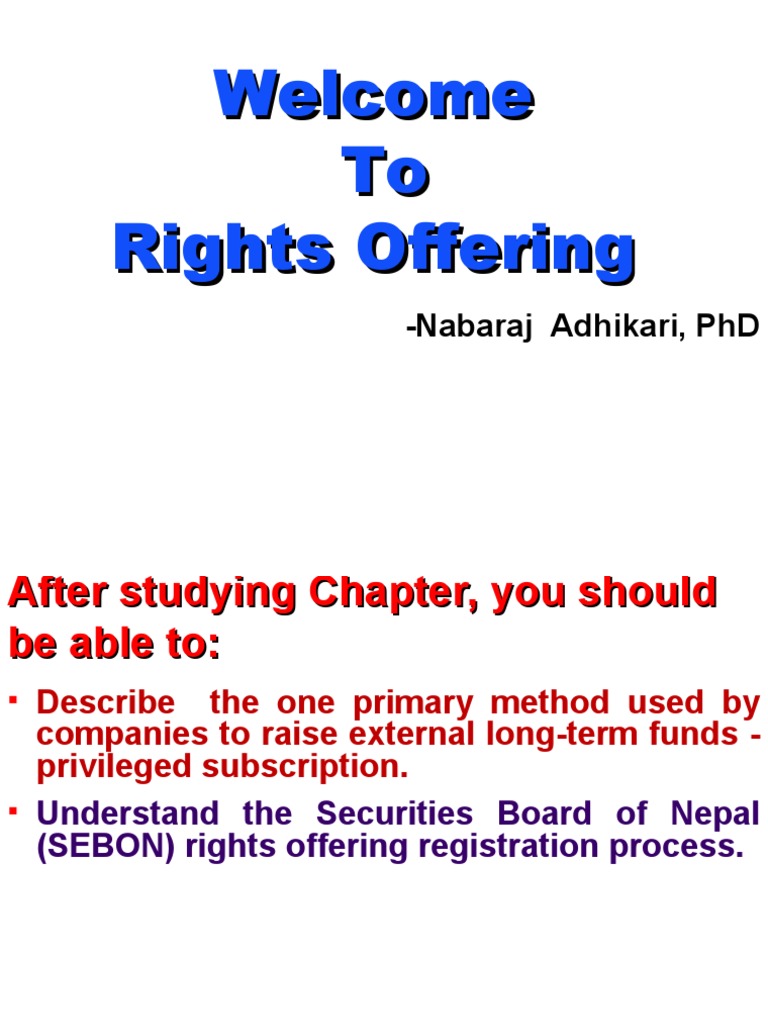 Rights Offering | PDF | Stocks | Securities (Finance)