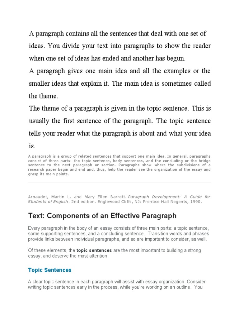 A Paragraph Contains All The Sentences That Deal With One Set of | PDF ...