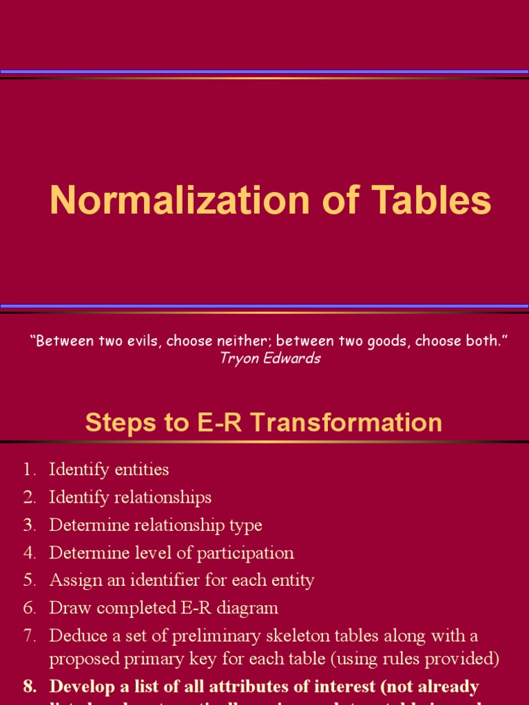 Lecture 5 - Normalization of Relational Tables | PDF | Database Design ...