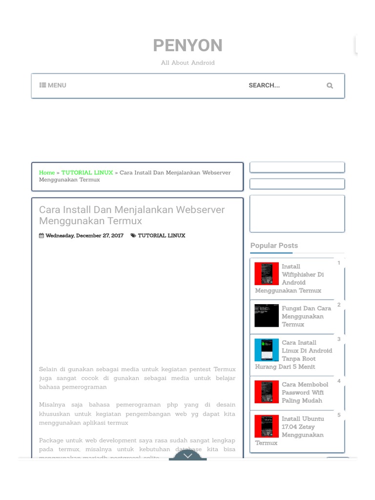 Cara Install Dan Menjalankan Webserver Menggunakan Termux - PENYON | PDF Cara Install Dan Menjalankan Webserver Menggunakan Termux - PENYON | PDF