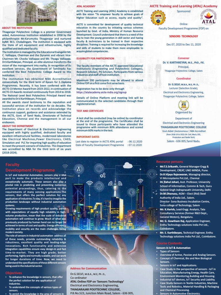 Atal FDP On Sensor Technology - 2 | PDF | Internet Of Things | Automation