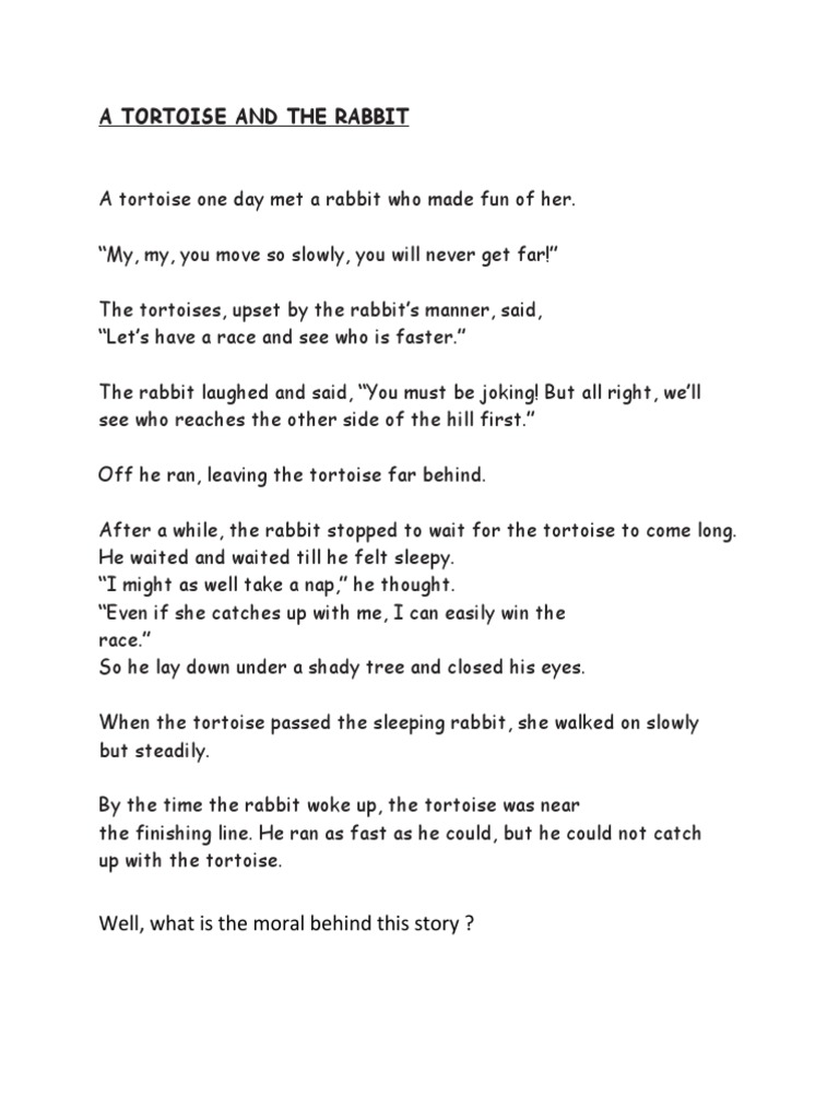 Tortoise and Rabbit Race: A Fable's Lesson | PDF | General Fiction