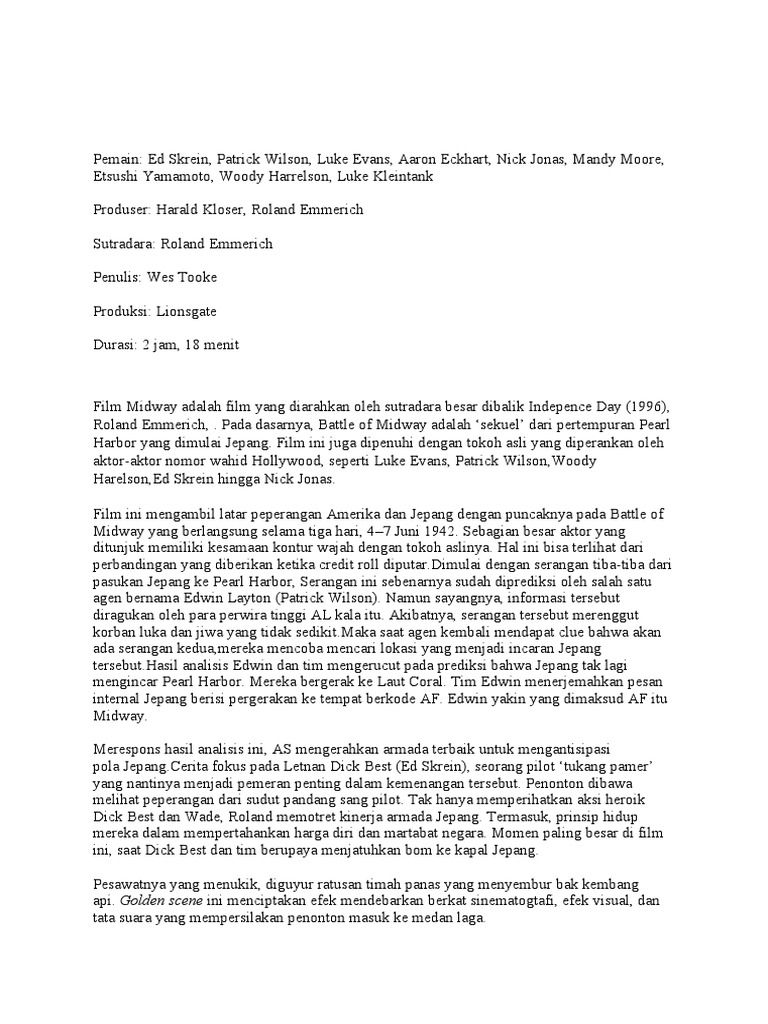Review Film Midway | PDF | Dewasa Muda