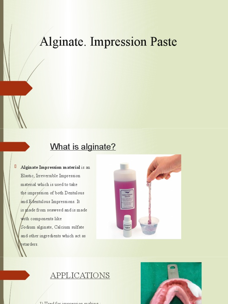 Alginate. Impression Paste | PDF | Mouth | Dentistry