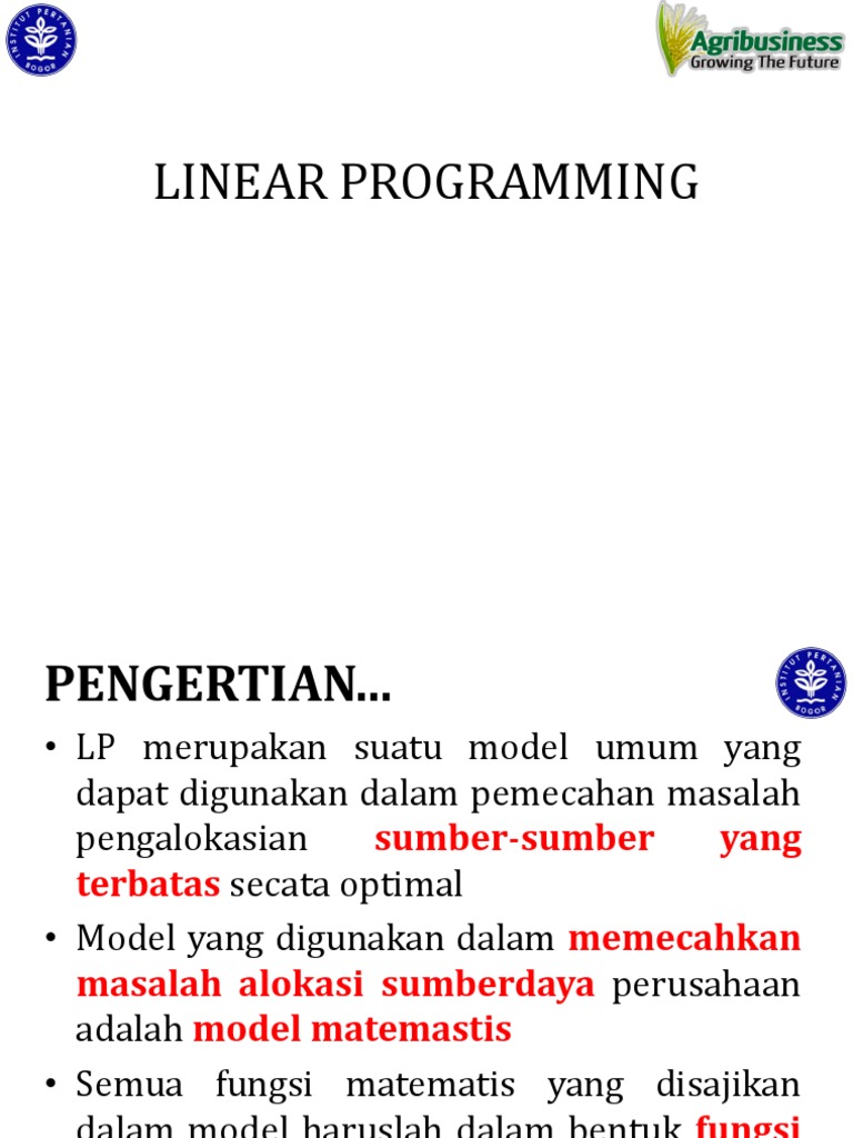 Linier Programming-Modelling | PDF