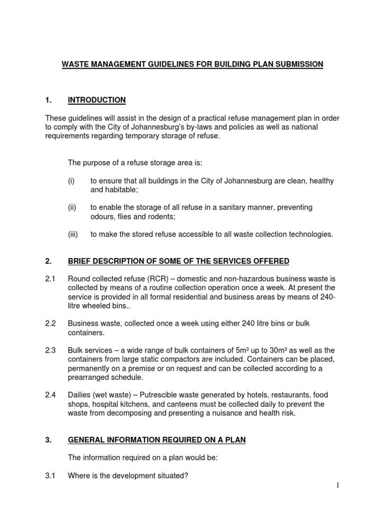 Waste Management Guidelines For Building Plan Submission | PDF | Waste ...