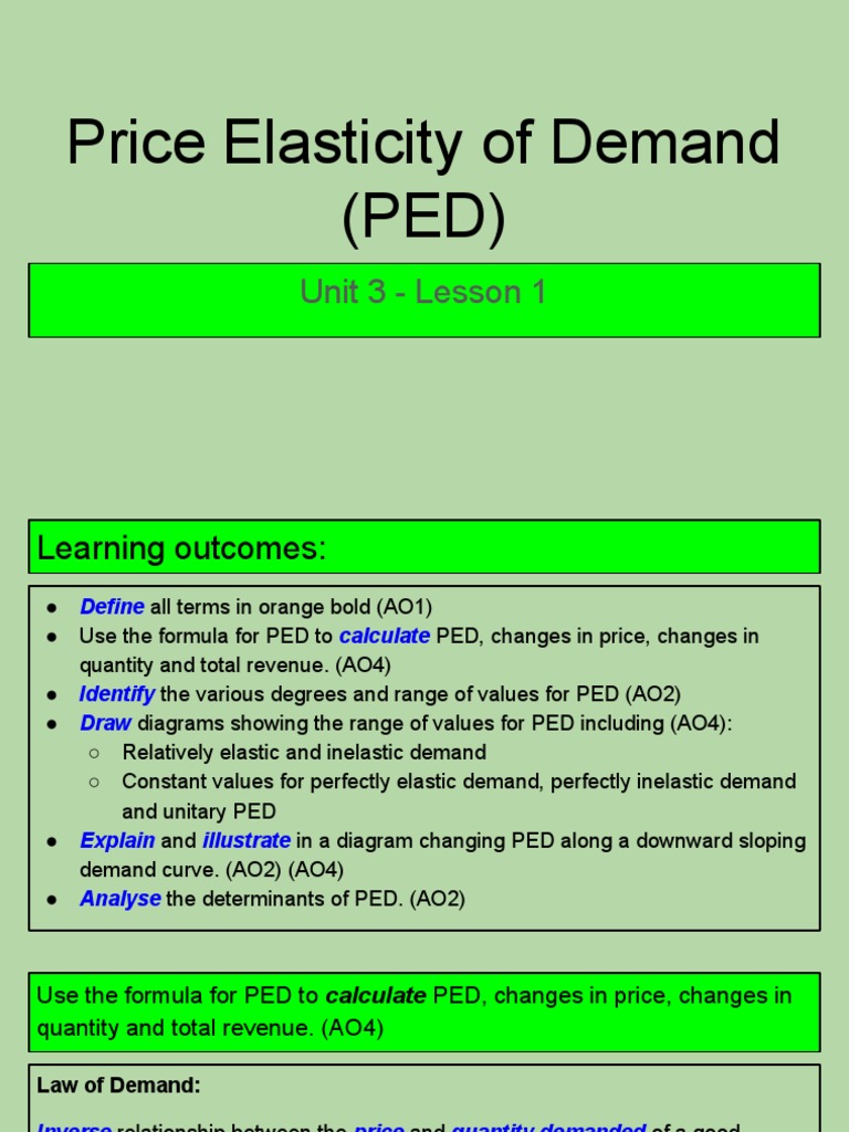 Unit 3 - Lesson 1 - Price Elastiicty of Demand | PDF | Demand | Price ...