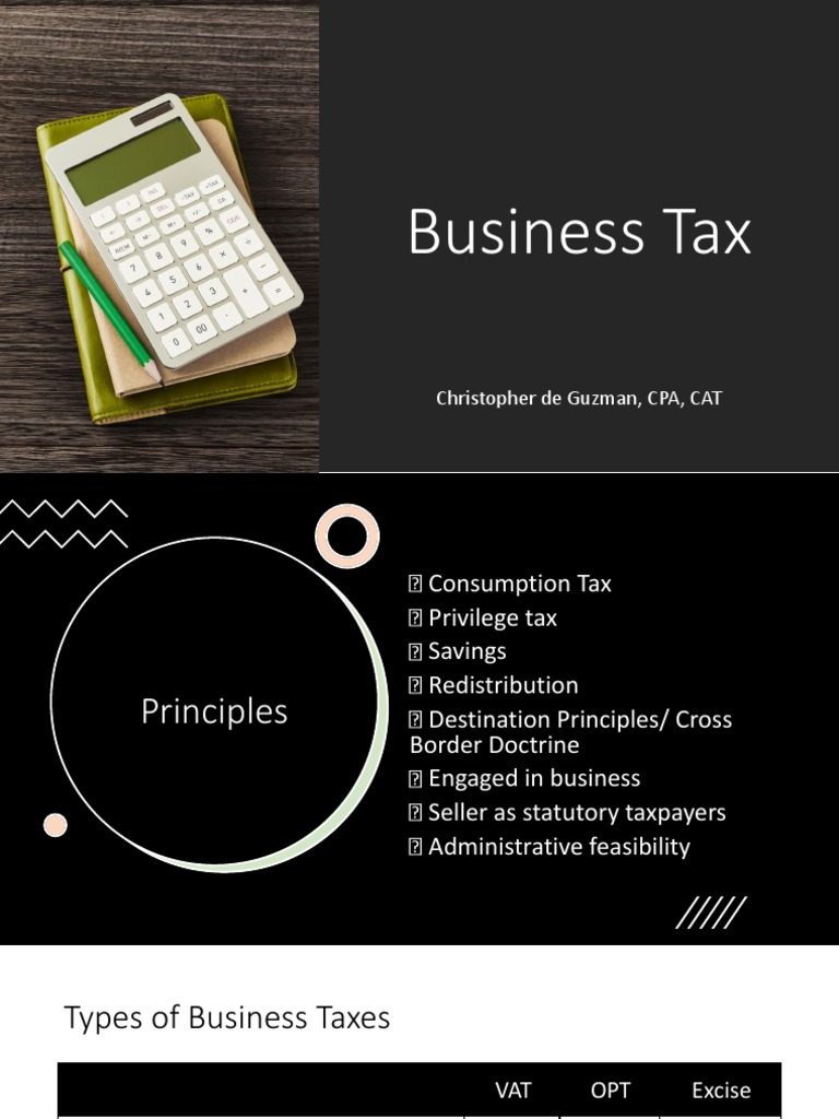 Business Tax Overview and VAT Guidelines | PDF | Value Added Tax | Taxes
