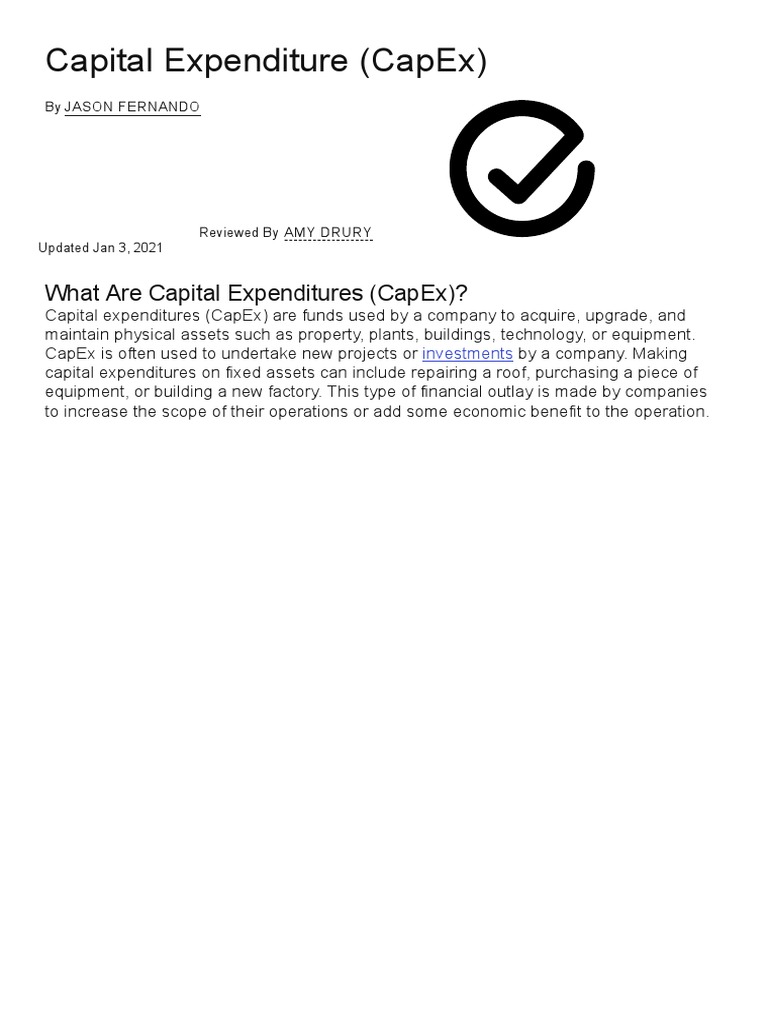 Capital Expenditure (CapEx) Definition | PDF | Capital Expenditure ...