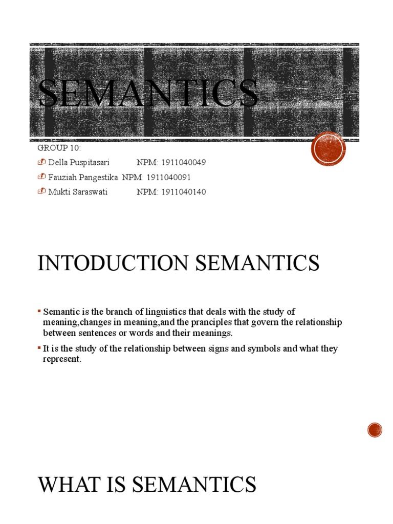 Semantics PPT-1 | PDF | Semantics | Word