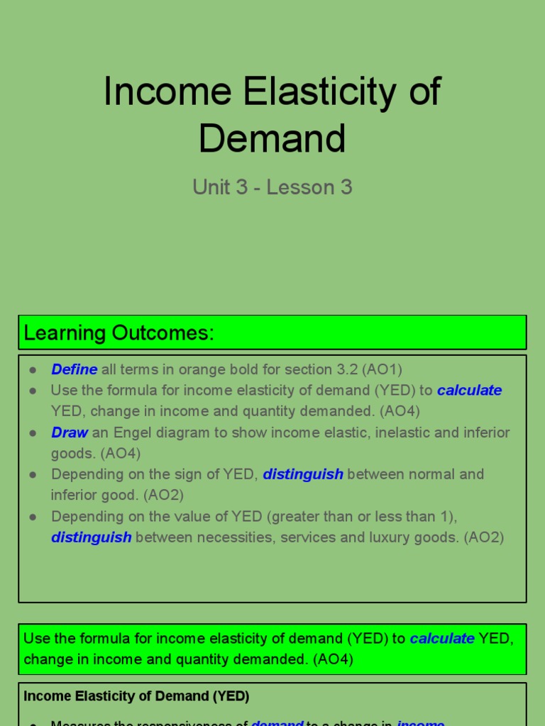 Unit 3 - Lesson 3 - Income Elasticity of Demand | Download Free PDF ...