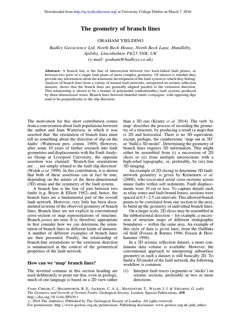 Geometry of Fault Branch Lines | PDF | Fault (Geology) | Reflection ...
