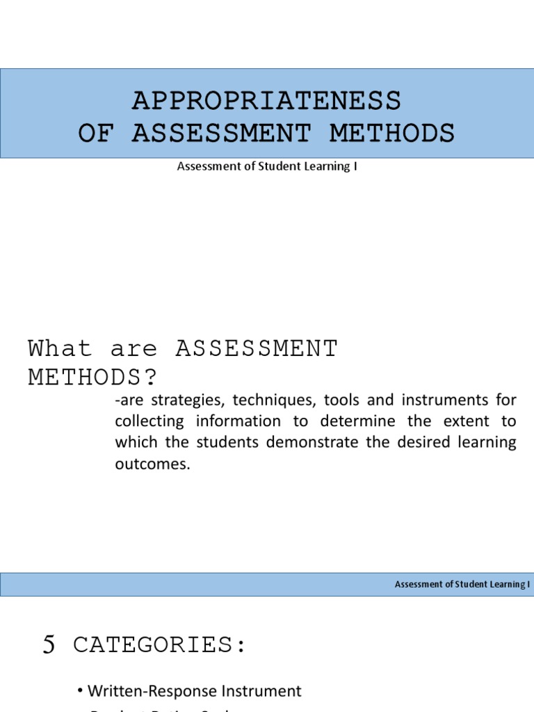 Choosing Effective Assessment Methods | PDF | Educational Assessment ...