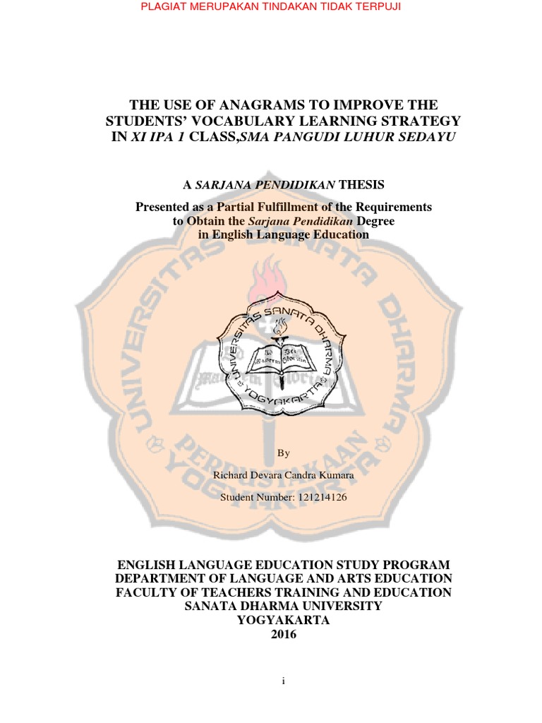 The Use of Anagrams to Improve Vocabulary Learning: A Classroom Action Research Study | PDF ...